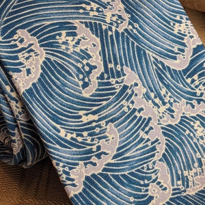 Men's Light Blue Necktie Nami Japanese Wave Tie Light Blue With White ...