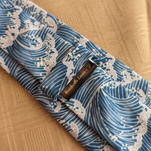 Men's Light Blue Necktie Nami Japanese Wave Tie Light Blue With White ...