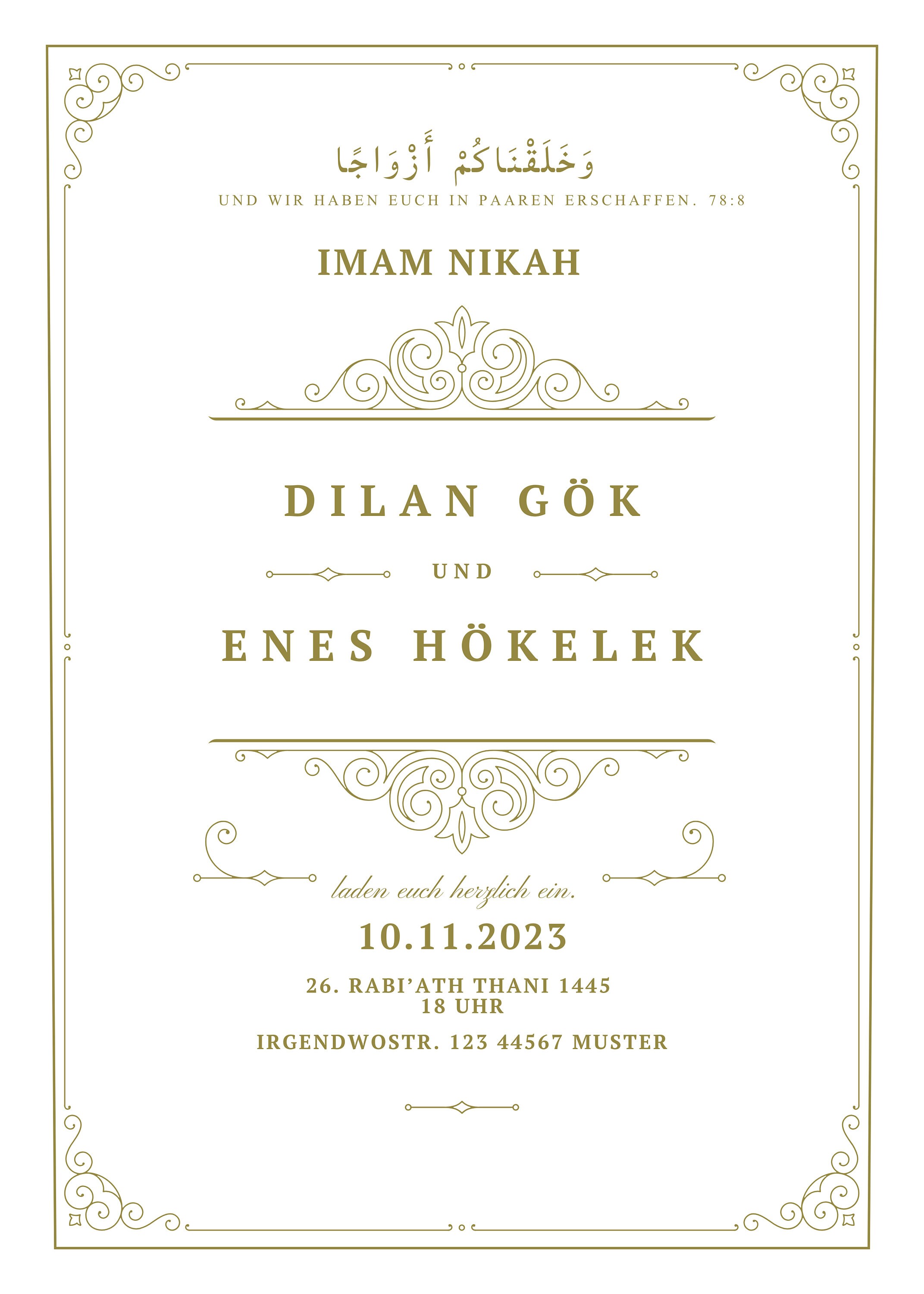 Elegant Imam Nikah Invitation Incl. Islamic Date SURE - Etsy