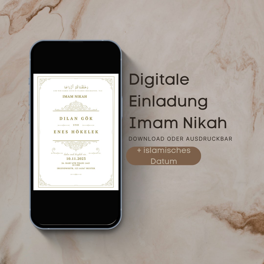 Elegant Imam Nikah Invitation Incl. Islamic Date SURE digital ...
