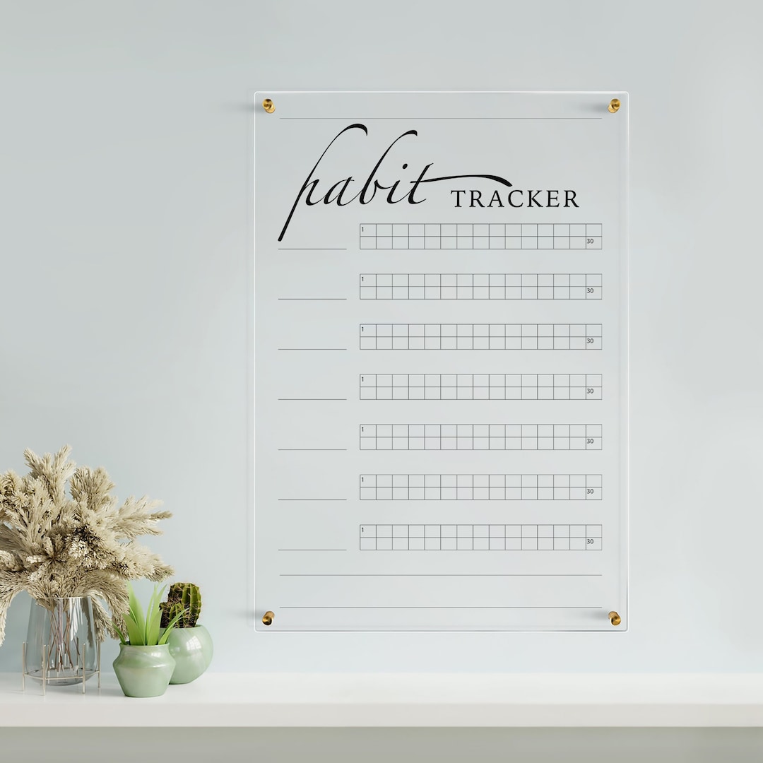 Custom Habit Tracker, Transparent Dry Erase Board, Wall Mounted Planner ...