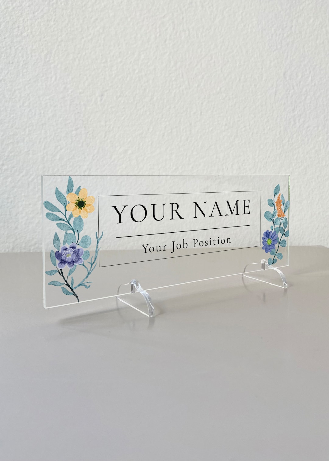 Custom Acrylic Name Plate Flower Pattern, Table Top Decoration ...