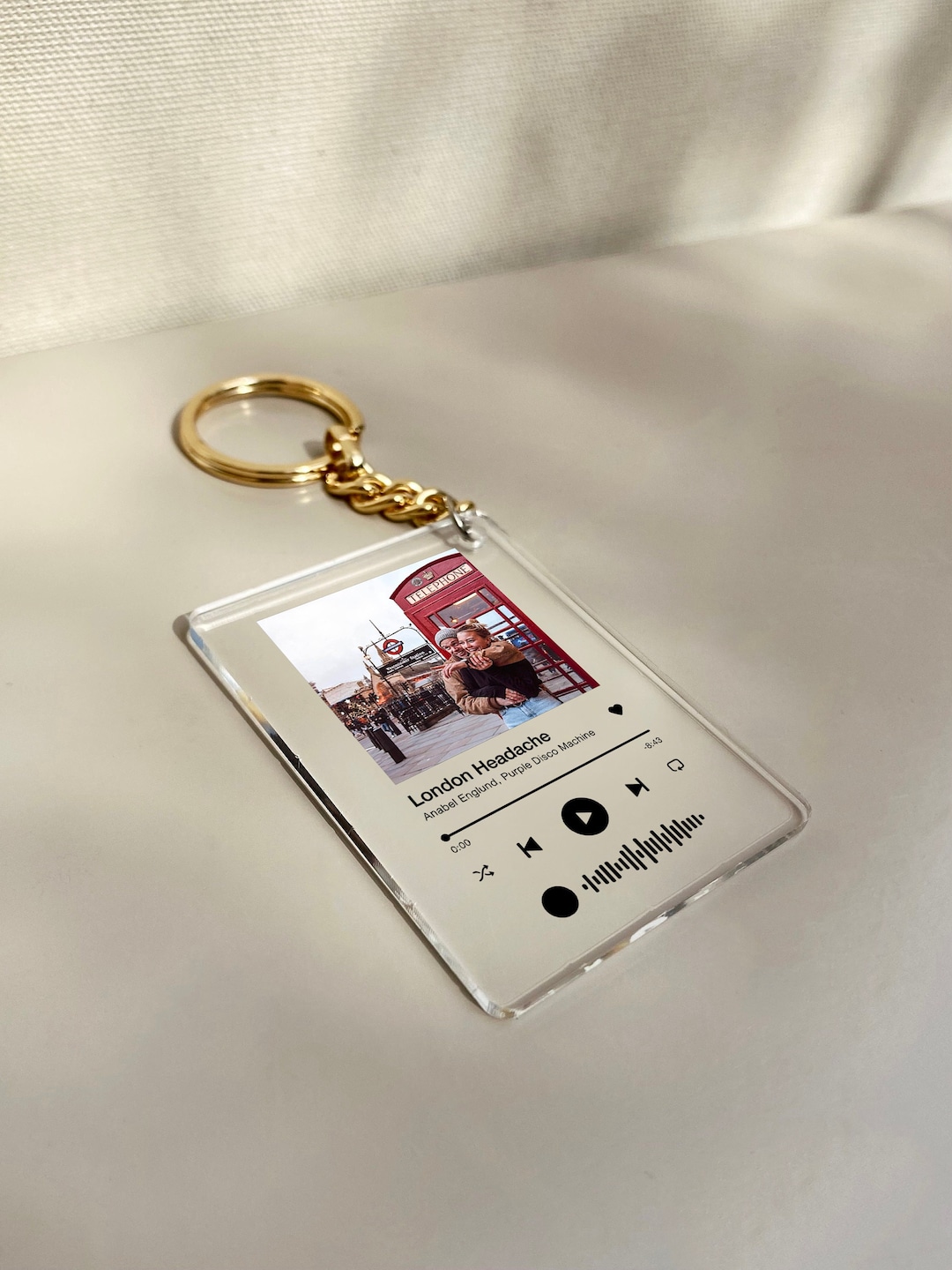 Song Plaque Keychain, Personalized Photo, Custom Text, Music Keyring ...