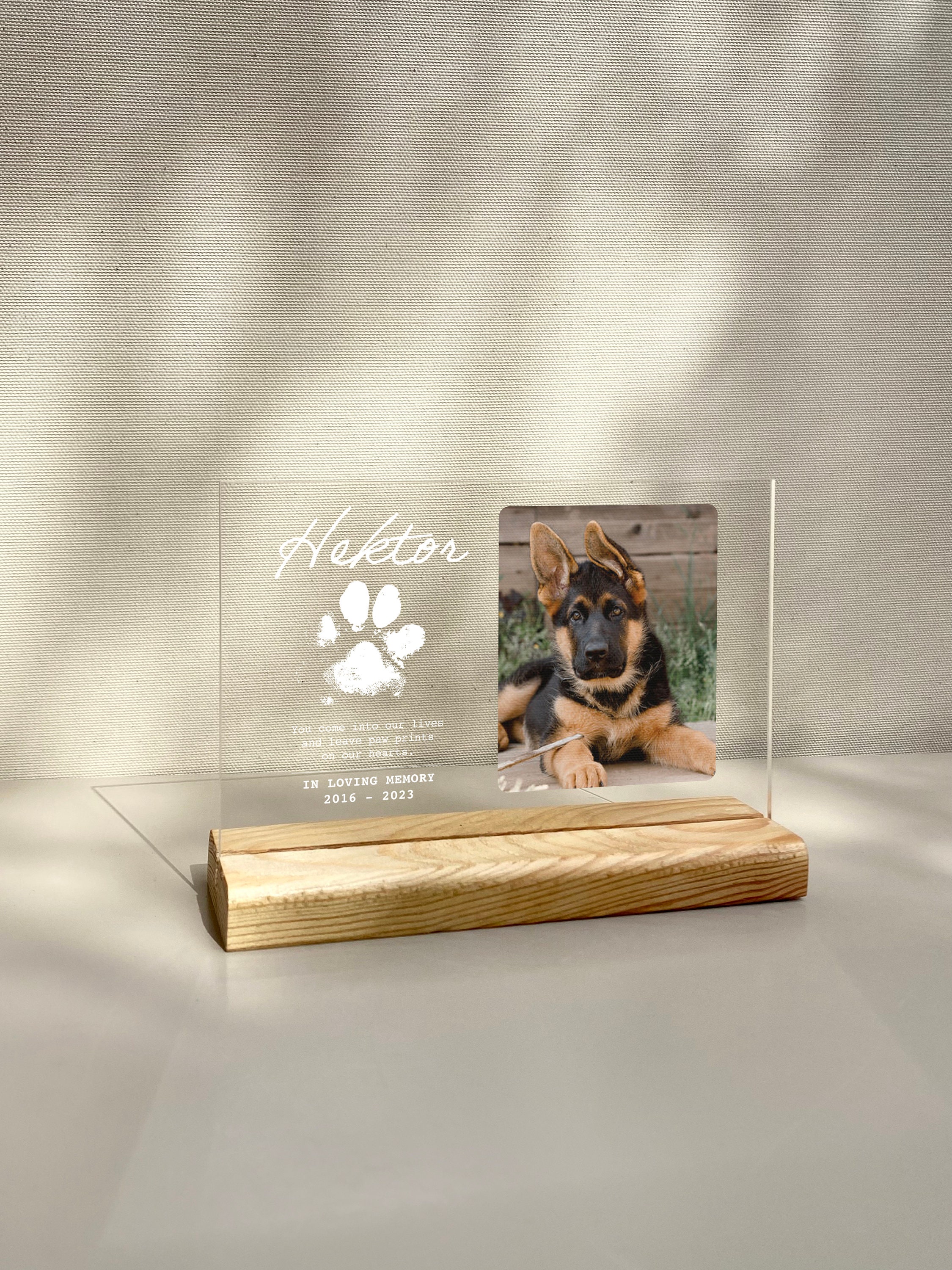 Personalized Memorial With Paw and Picture Plaque, Transparent Acrylic ...