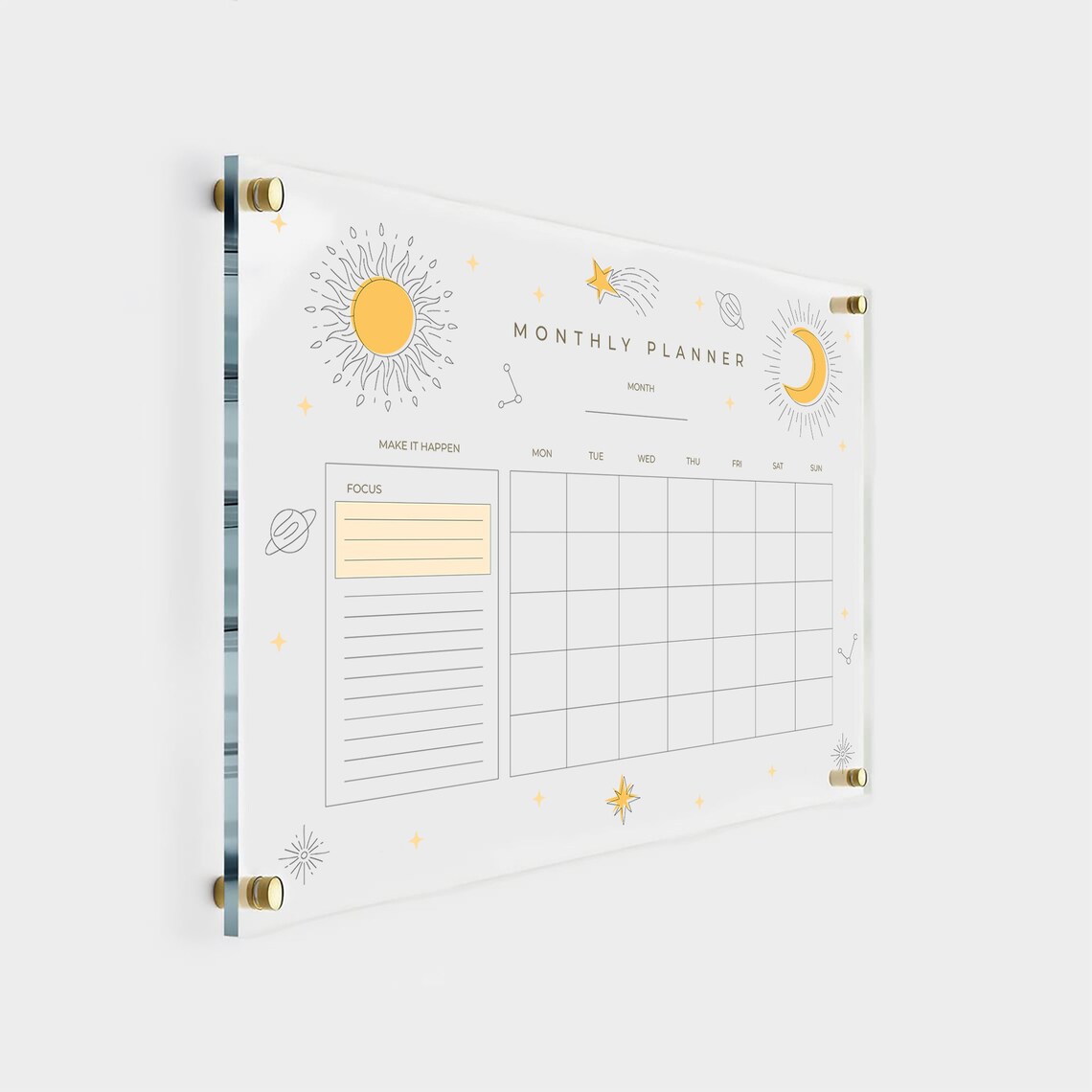 Custom Colorful Solar Monthly Planner, Transparent Dry Erase Board ...