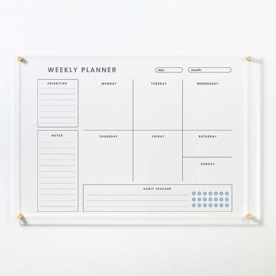 Custom Modern Lines Weekly Planner, Transparent Dry Erase Board, Wall ...
