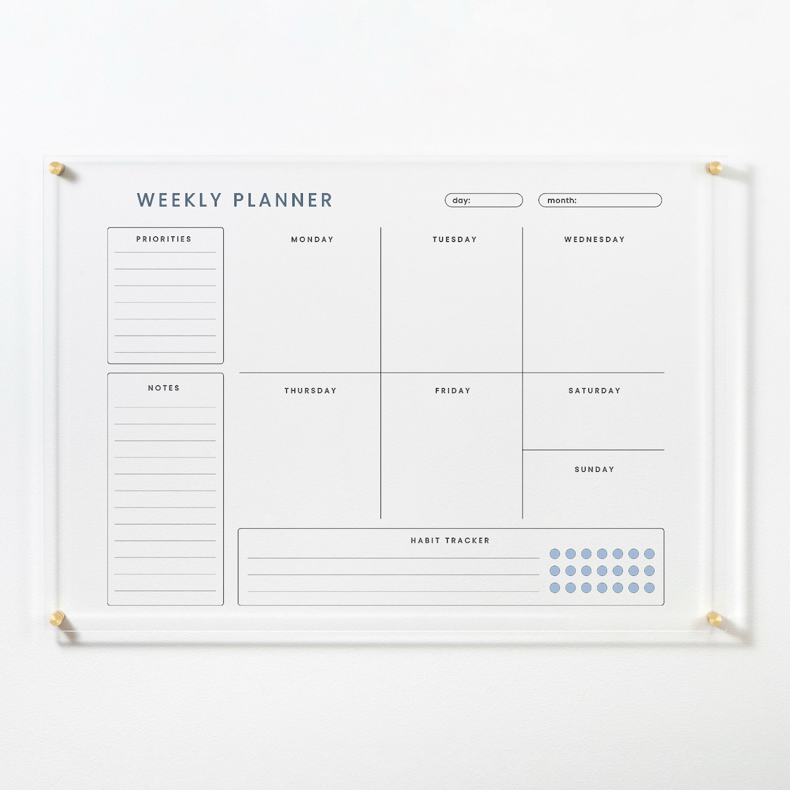 Custom Modern Lines Weekly Planner, Transparent Dry Erase Board, Wall ...