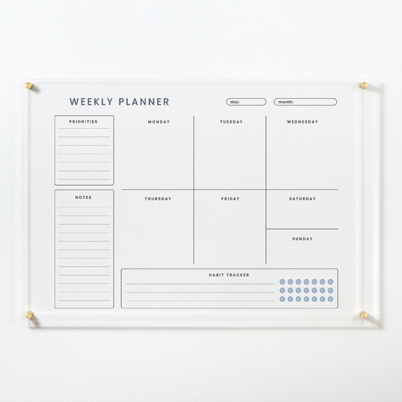 Custom Modern Lines Weekly Planner, Transparent Dry Erase Board, Wall ...