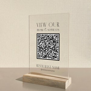 Custom QR Menu for Restaurants, Table Top Decoration, Transparent Acrylic Plexiglass, Hygienic ...