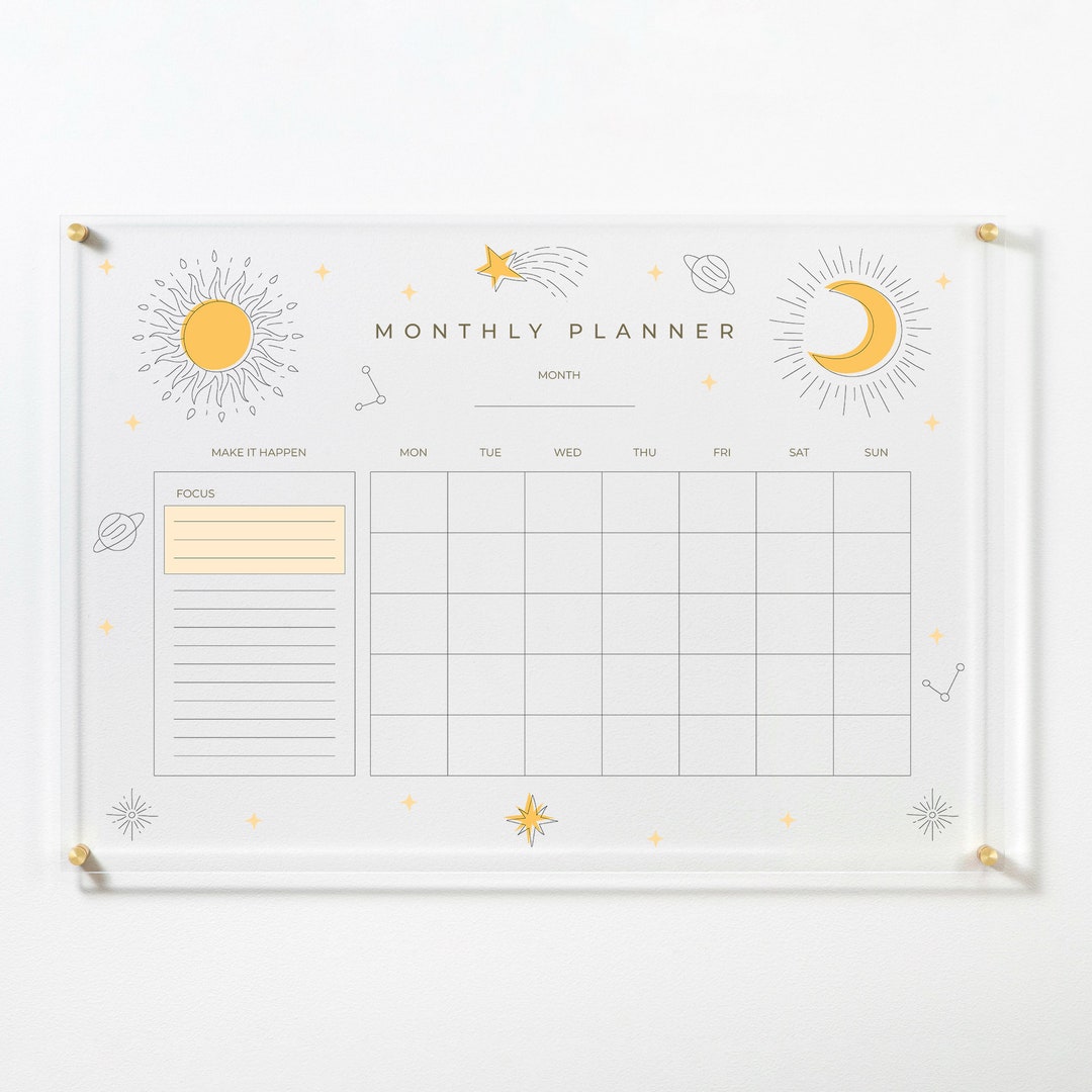 Custom Colorful Solar Monthly Planner, Transparent Dry Erase Board ...