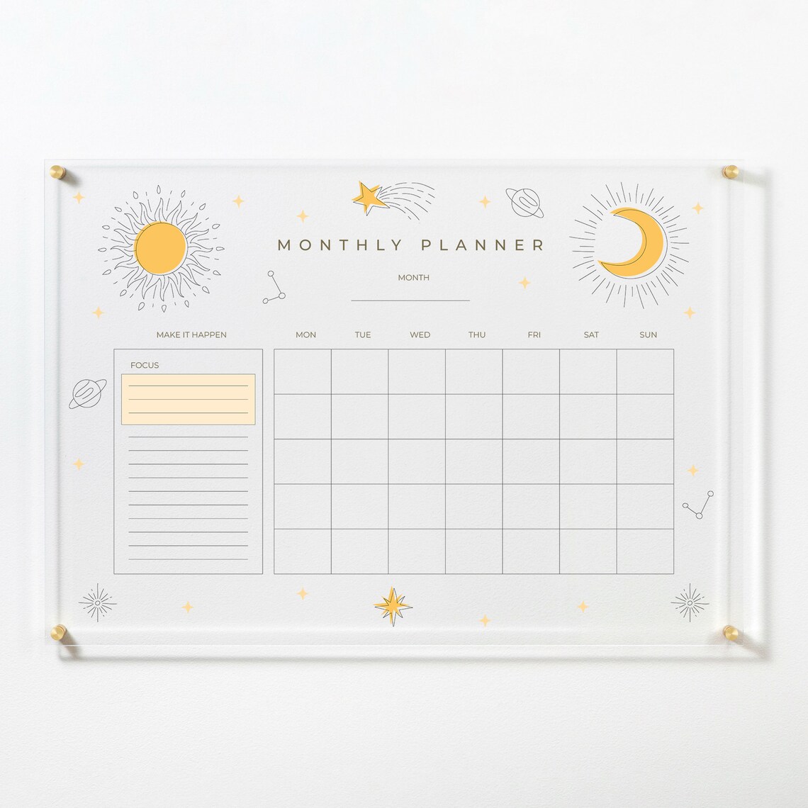 Custom Colorful Solar Monthly Planner, Transparent Dry Erase Board ...