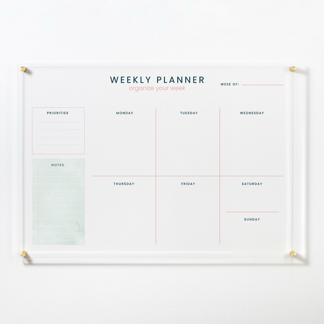 Custom Modern Colorful Weekly Planner, Transparent Dry Erase Board ...