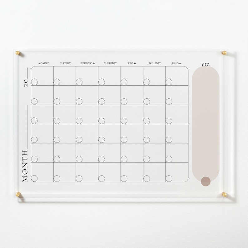Custom Modern Monthly Planner, Transparent Dry Erase Board, Wall ...