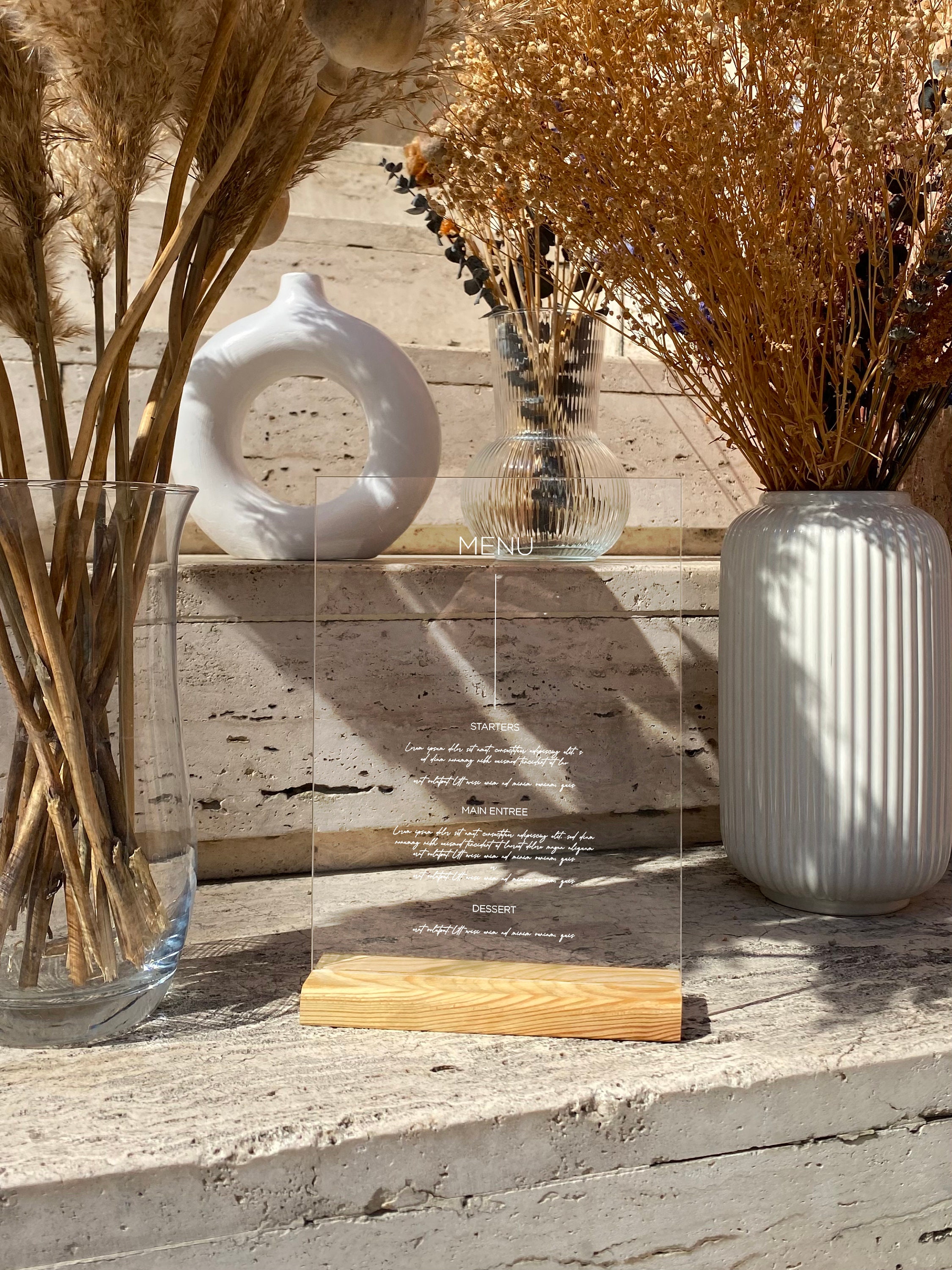 Personalized Minimalist Acrylic Wedding Food Menu Display, Transparent ...