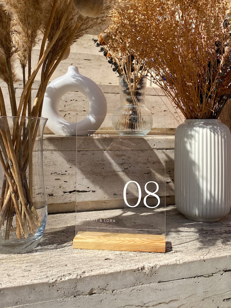 Custom Transparent Acrylic Wedding Table Number, Transparent Acrylic ...