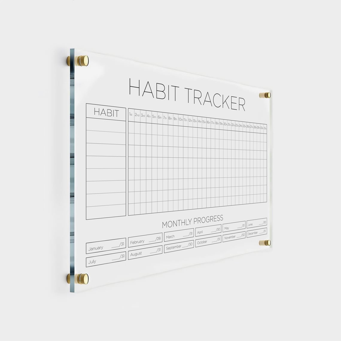 Custom Detailed Habit Tracker, Transparent Dry Erase Board, Wall ...