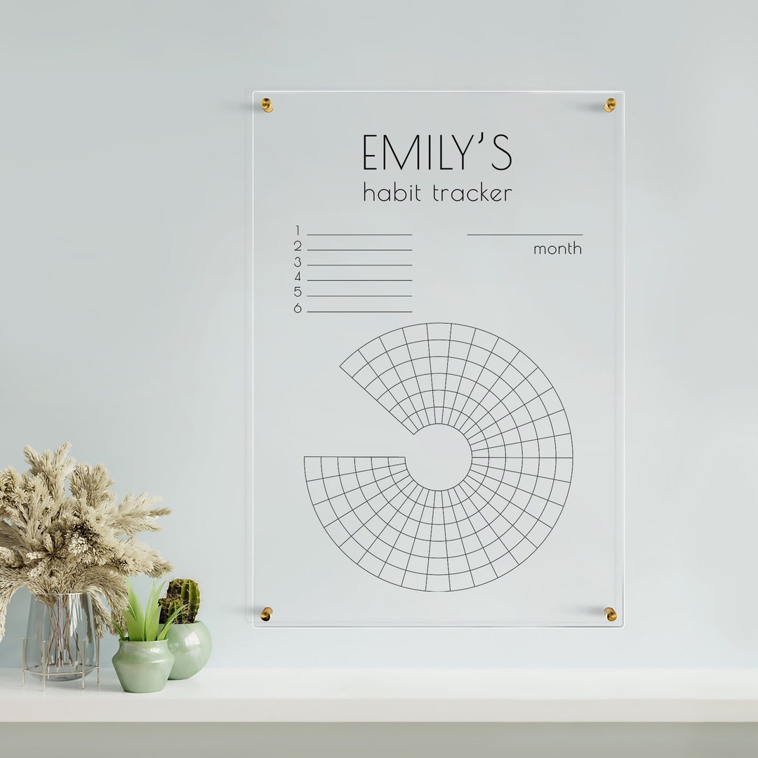 Personalized Round Habit Tracker, Transparent Dry Erase Board, Wall ...