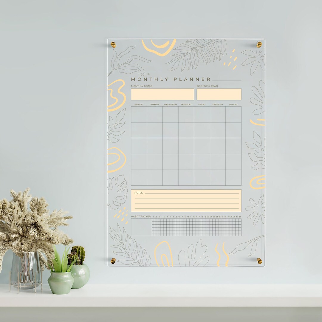 Custom Modern Colorful Monthly Planner, Transparent Dry Erase Board ...