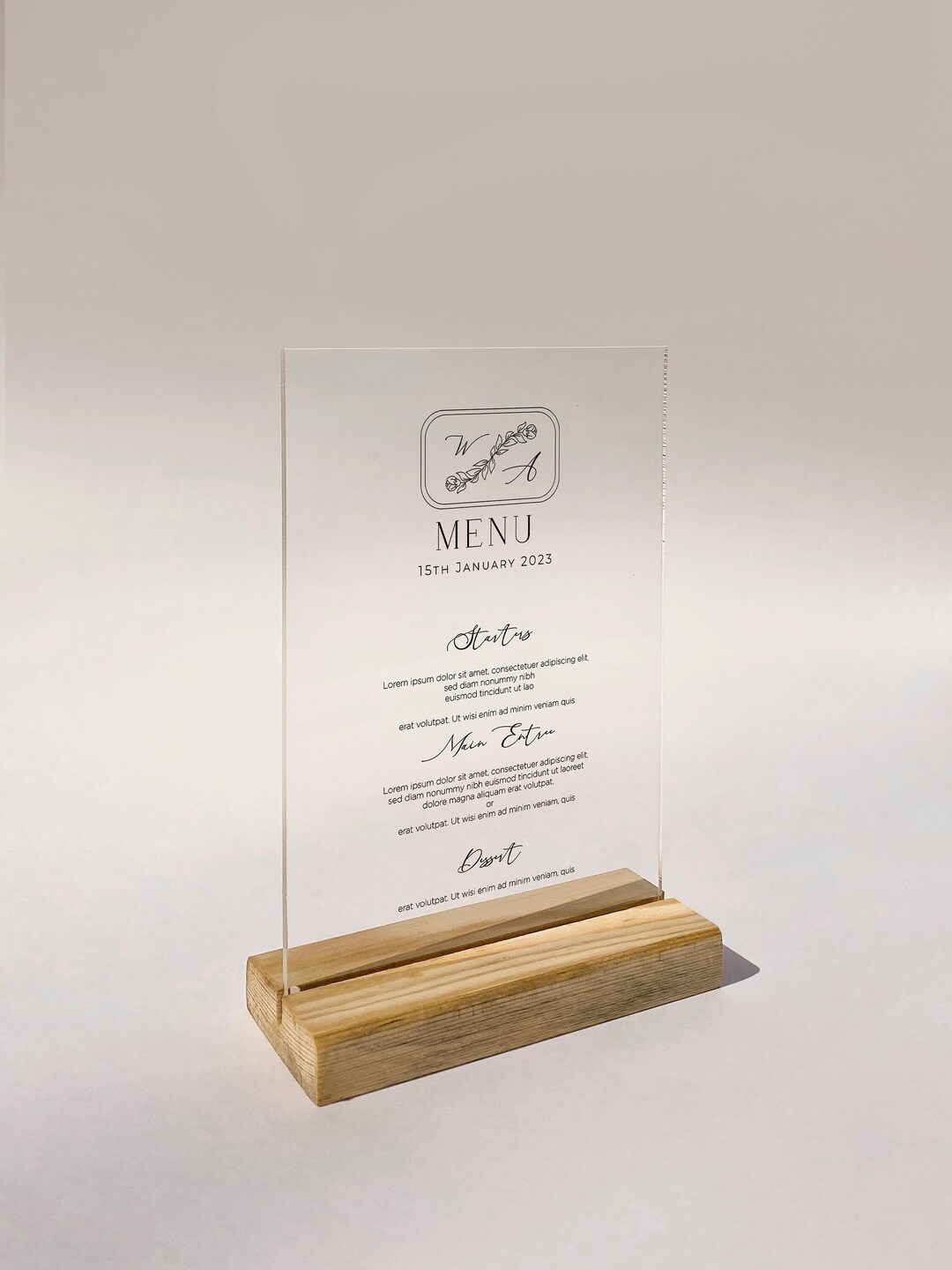 Custom Minimalist Acrylic Wedding Menu Template, Table Top Decoration ...