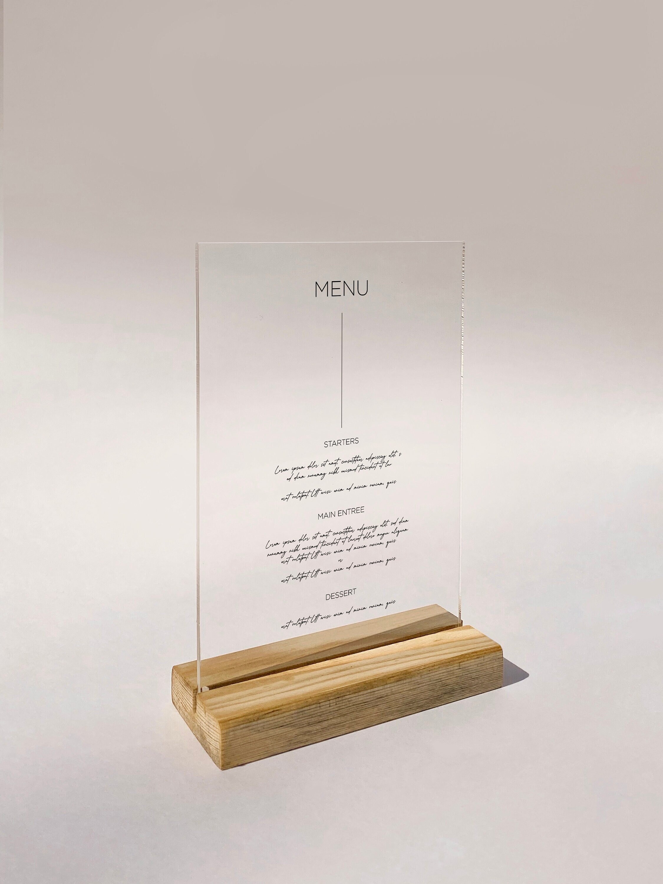 Personalized Minimalist Acrylic Wedding Food Menu Display, Transparent ...