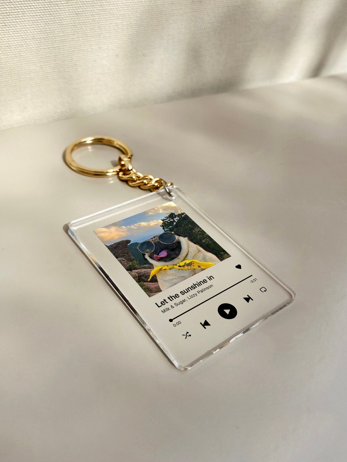 Album Cover Keychain, Personalized Photo, Custom Text, Music Keyring ...