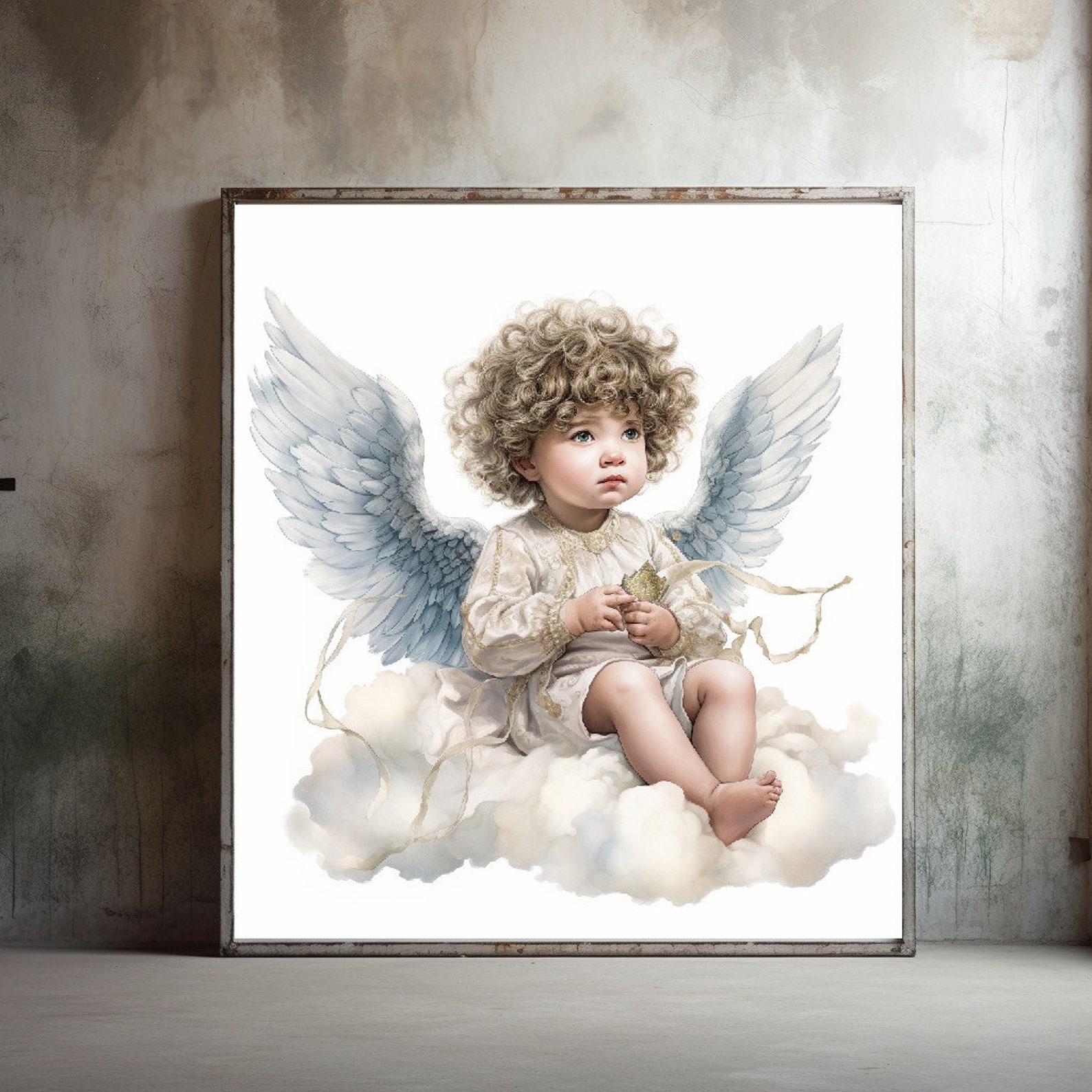 Angel Baby on A Cloud Art Print - Etsy