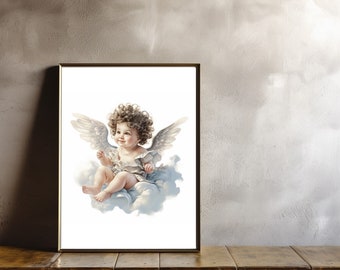Angel Baby on A Cloud Art Print - Etsy