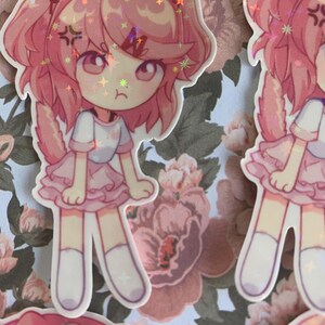 Natsuki DDLC Angry Kitty Sticker Weatherproof Laminated Sparkly - Etsy