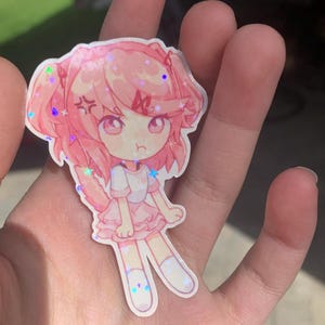 Natsuki DDLC Angry Kitty Sticker Weatherproof Laminated Sparkly - Etsy