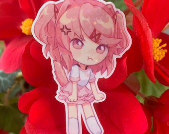 Natsuki DDLC Angry Kitty Sticker Weatherproof Laminated Sparkly - Etsy