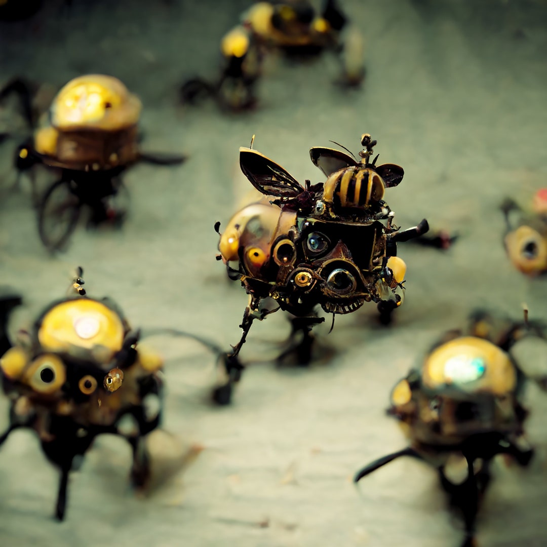 Bee Swarm of Mechanical Bees Made Using Ai Art Great for - Etsy