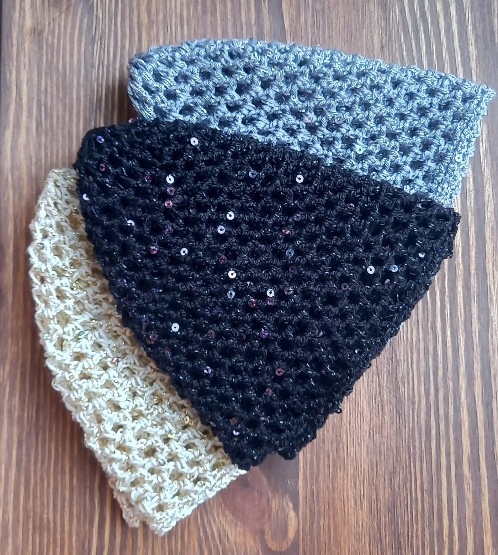 Crochet Sequin Skull Cap: ABBA Party Style Knit Beanie - Etsy