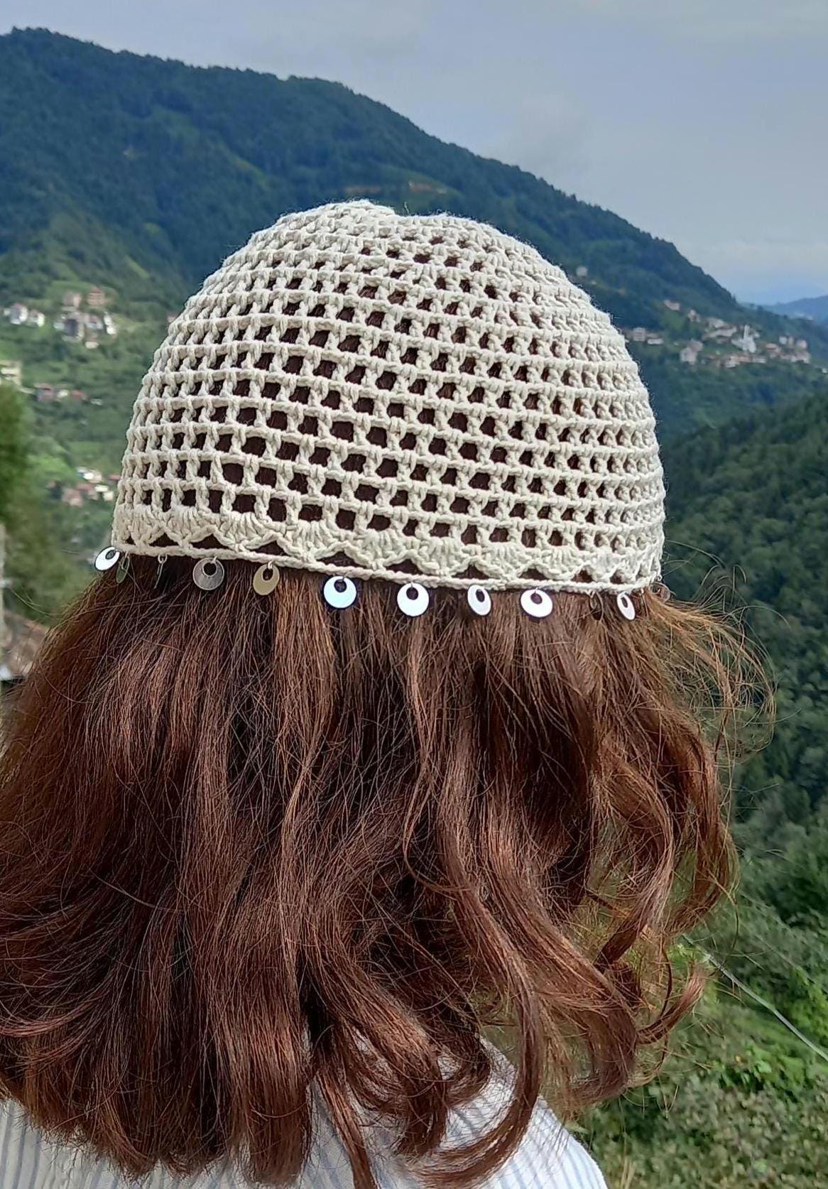 Cotton Skull Cap,crochet Mesh Skull Cap,knit Skull Hat,crochet Skull ...