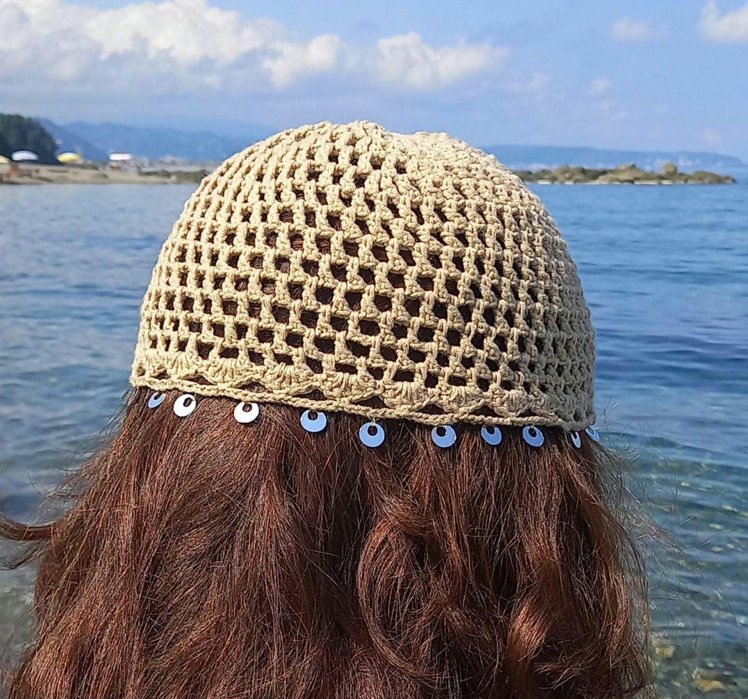Crochet Skull Cap,crochet Mesh Skull Cap,knit Skull Hat,cotton Skull ...
