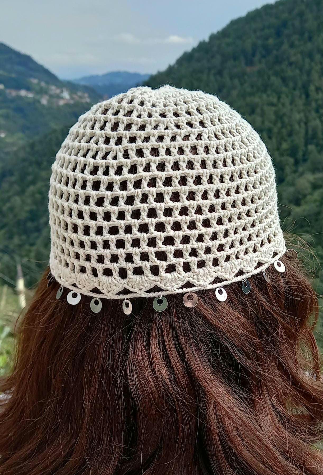 Cotton Skull Cap,crochet Mesh Skull Cap,knit Skull Hat,crochet Skull ...