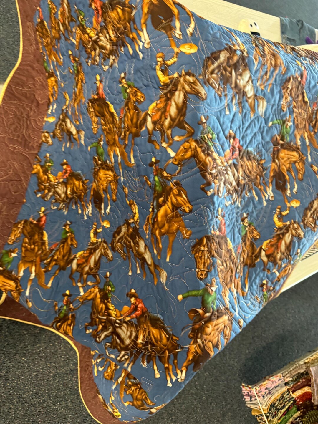 Western Bronco Quilt Custom Quilting Throw Size Approximately 50x75 - Etsy