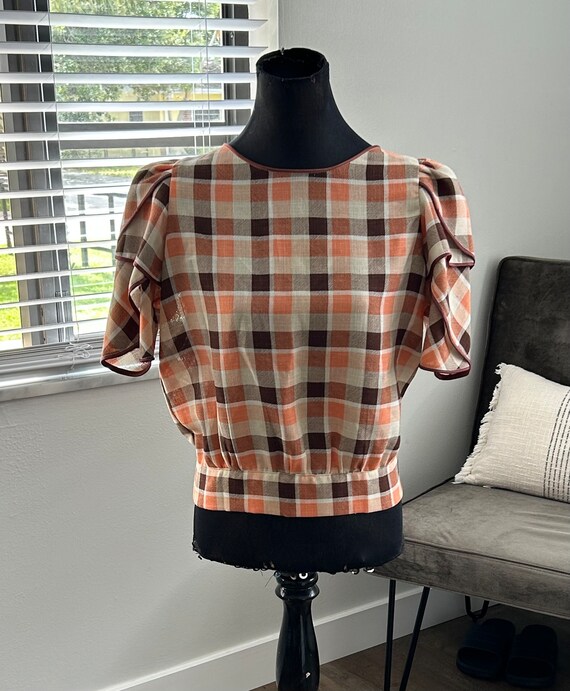 Vintage Checkered Plaid Blouse - Gem