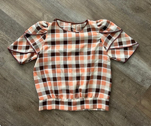 Vintage Checkered Plaid Blouse - Gem