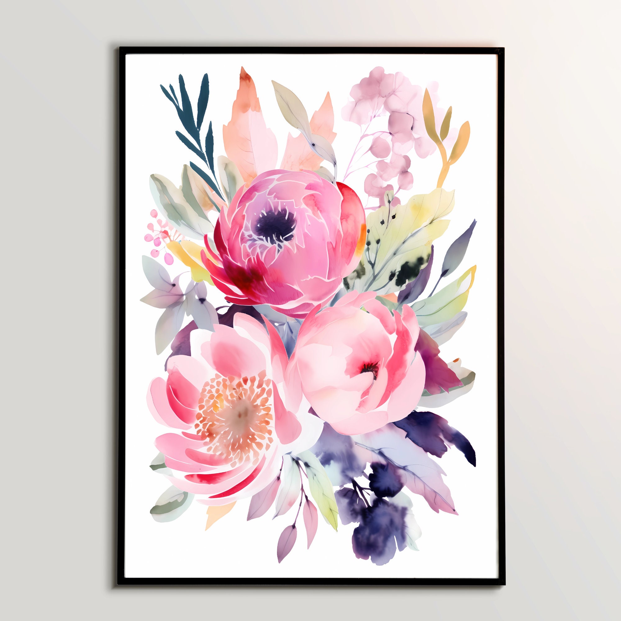 Pastel Blooms - Set of 3 Botanical Wall Art Prints, Floral Décor ...