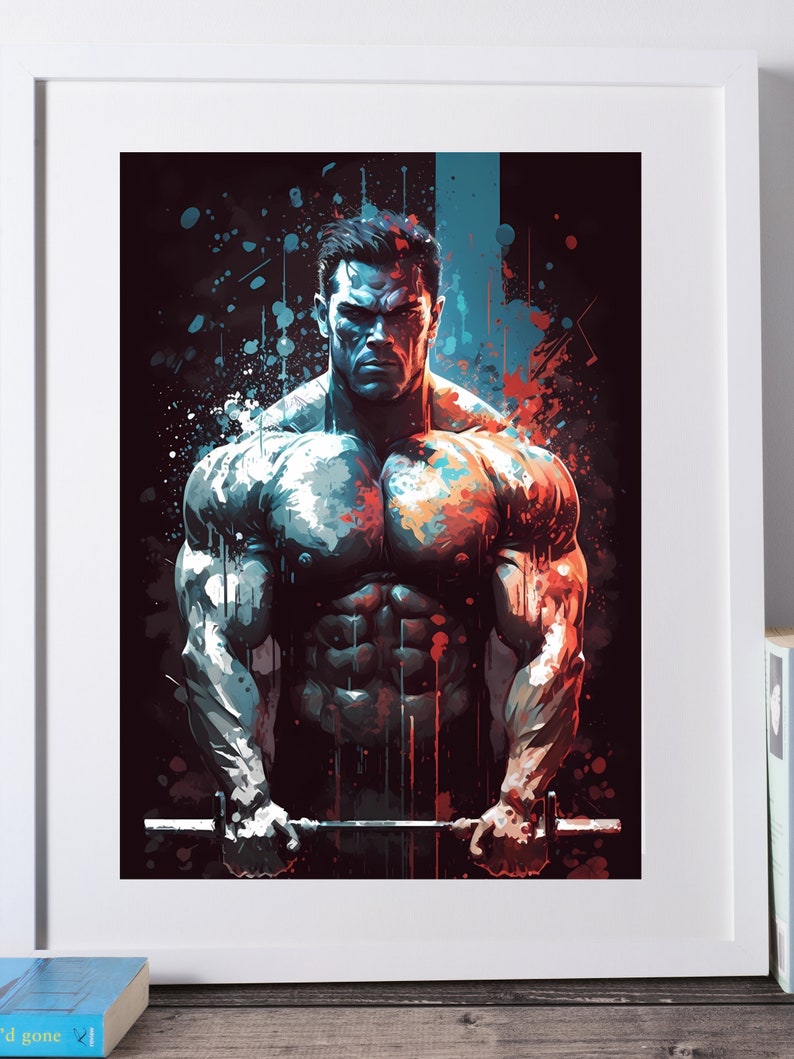 Oil Painting Style Bodybuilder Printable Wall Art for Gym Decor ...