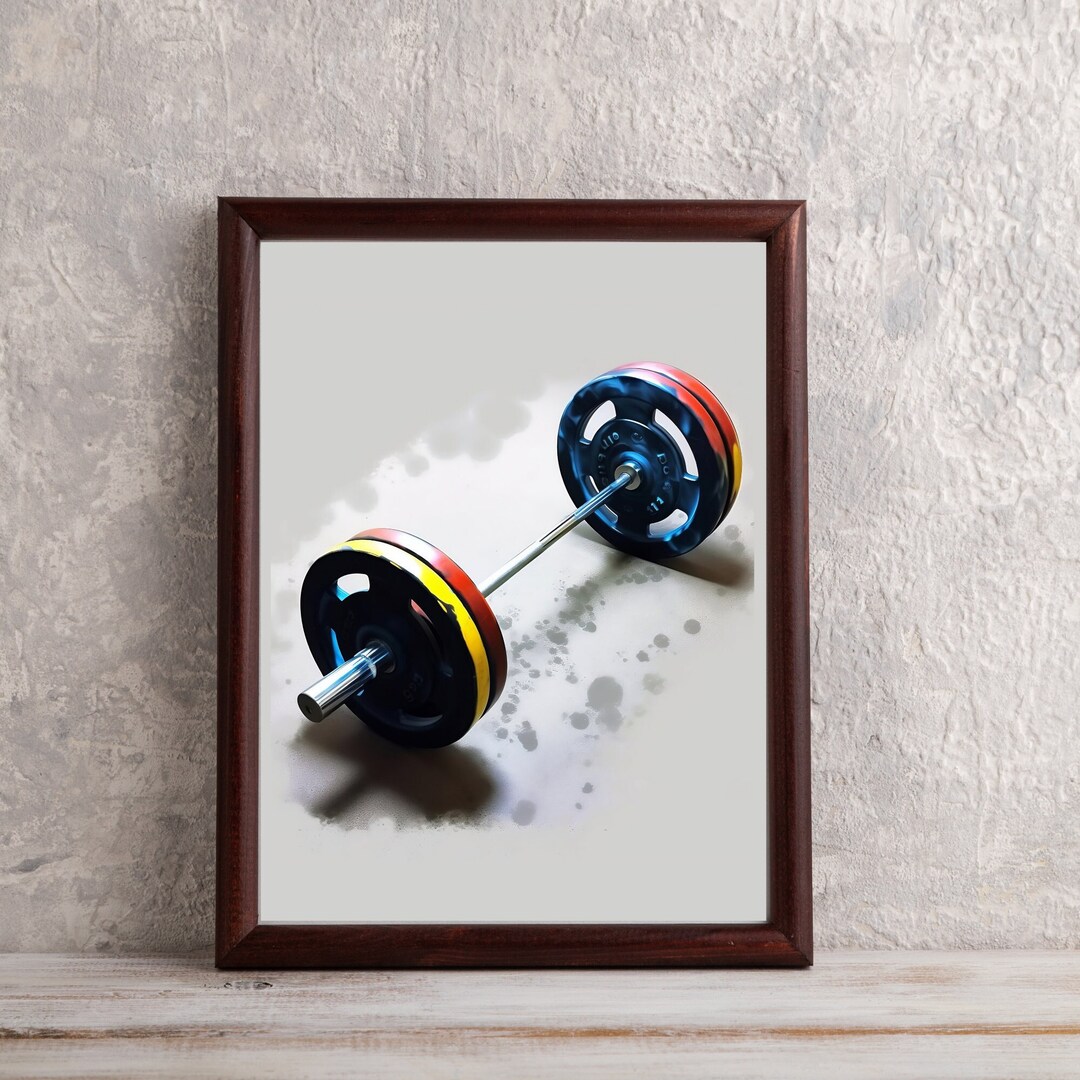 Barbell Digital Art Print With Vibrant Colors, Downloadable Fitness ...