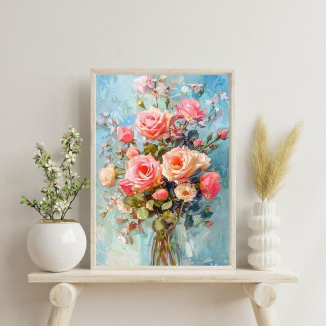 Printable Pink Roses: Digital Download Wall Art - Etsy