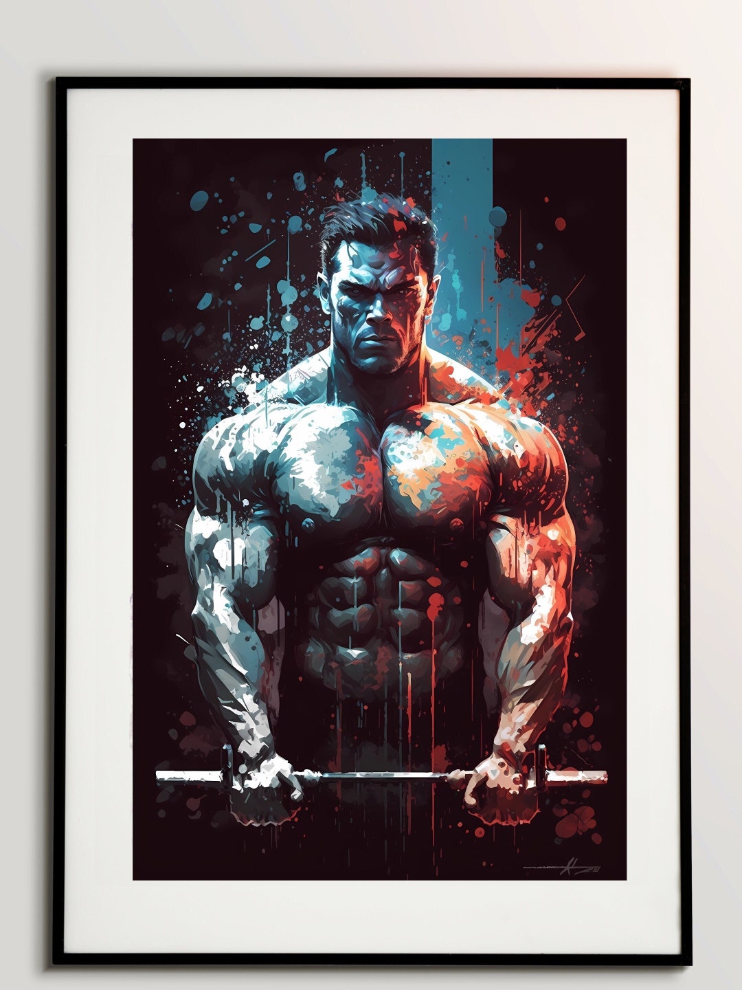 Oil Painting Style Bodybuilder Printable Wall Art for Gym Decor ...
