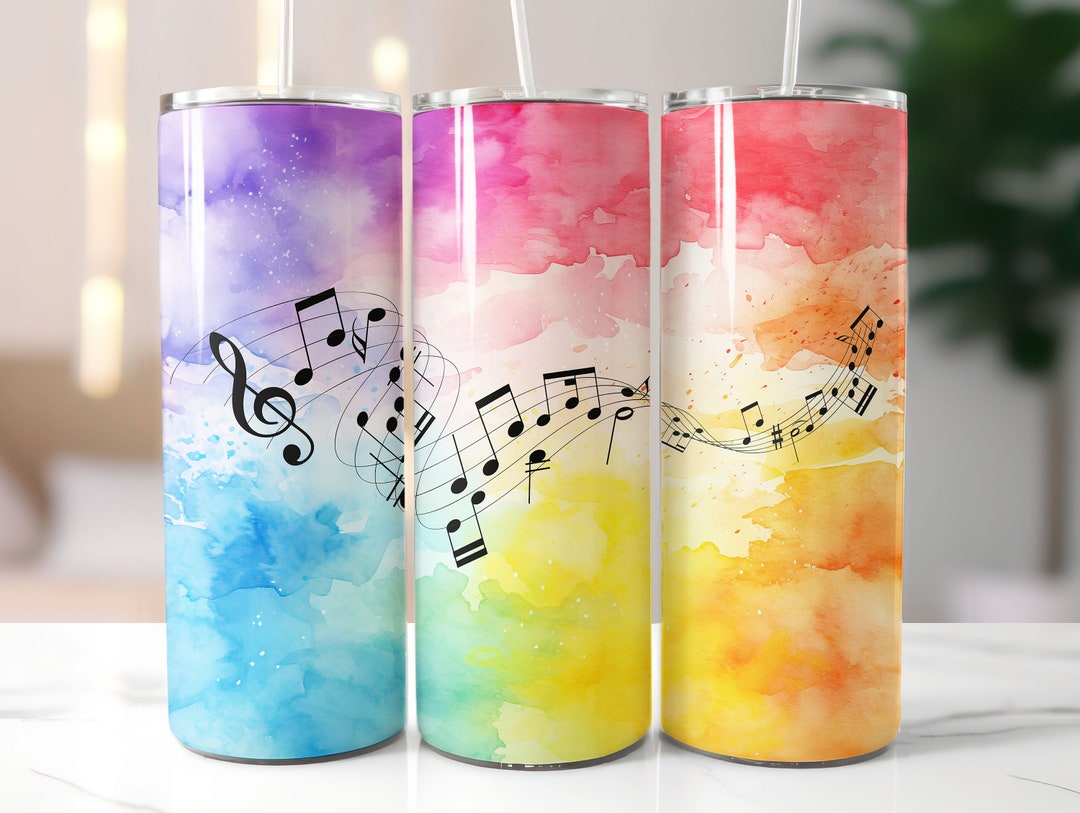 Music Notes Tumbler Wrap for 20 Oz Skinny Tumbler PNG Sublimation ...