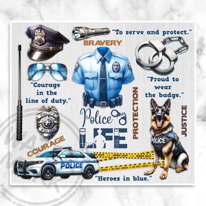 Police Life 20oz Skinny Tumbler Sublimation Designs Police Tumbler Png ...