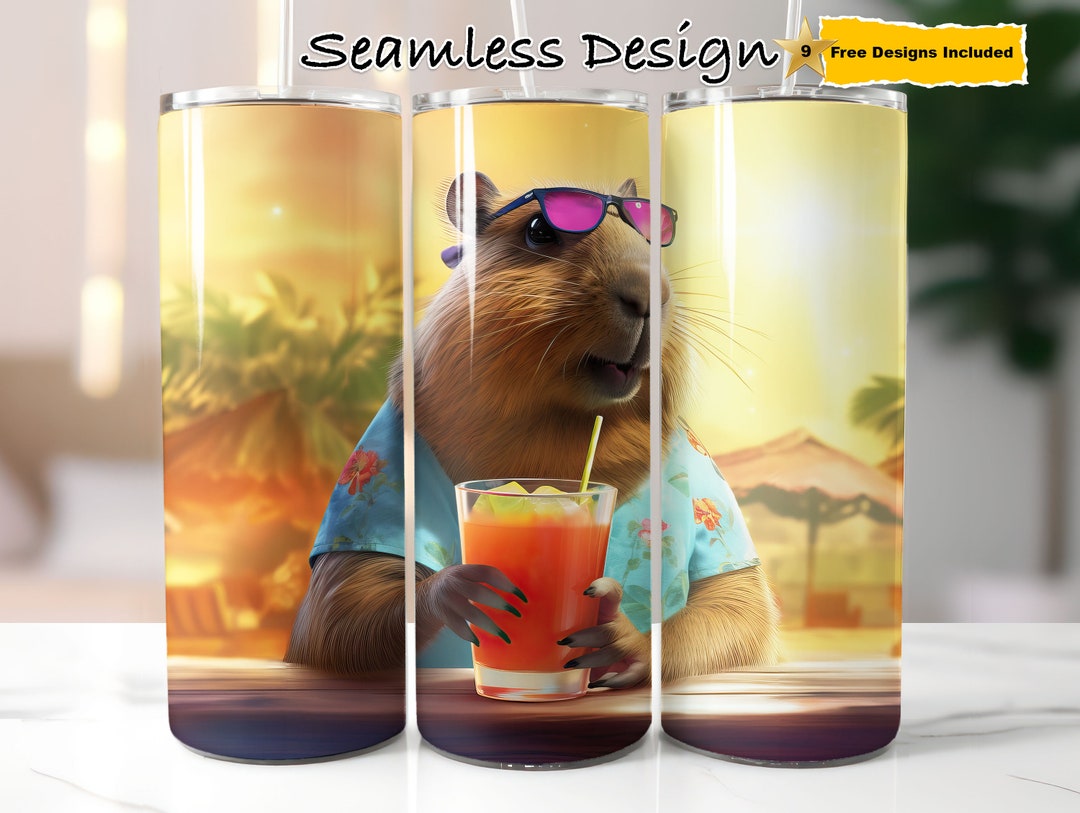 Capybara Drinking Cocktail Tumbler Wrap | 20oz Skinny Tumbler ...