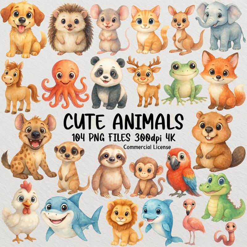 Cute Animal Clipart - Etsy