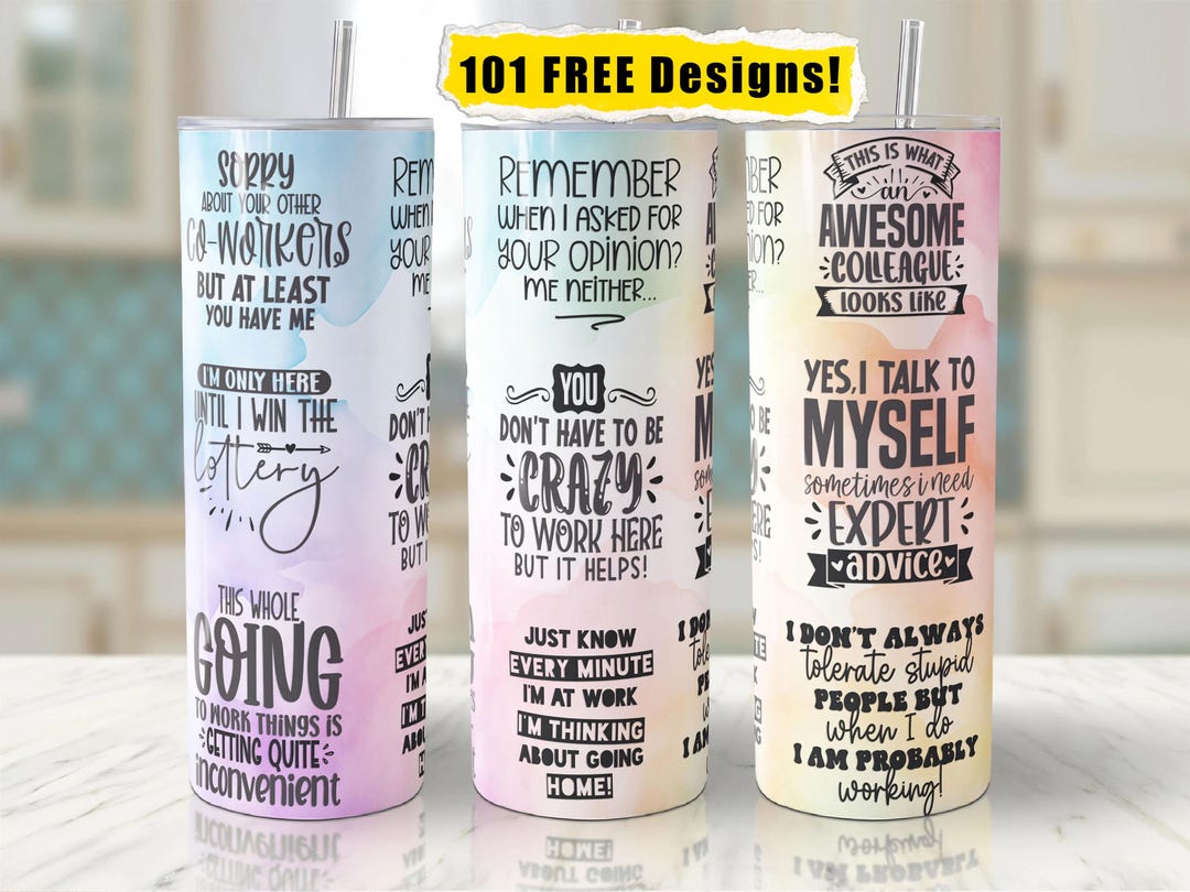 Funny Office Tumbler Wrap: Coworker Gift, 20oz Skinny Design (digital ...