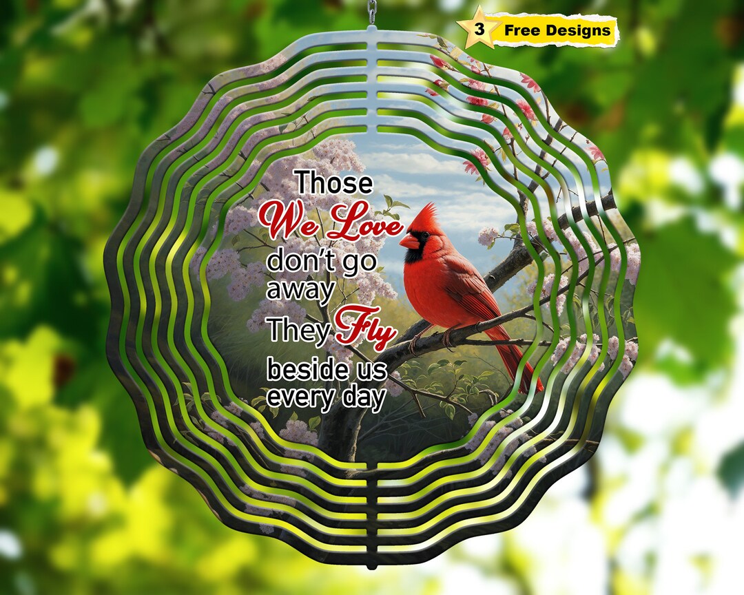 Cardinal Wind Spinner Sublimation Design: Memorial Garden Art (PNG ...
