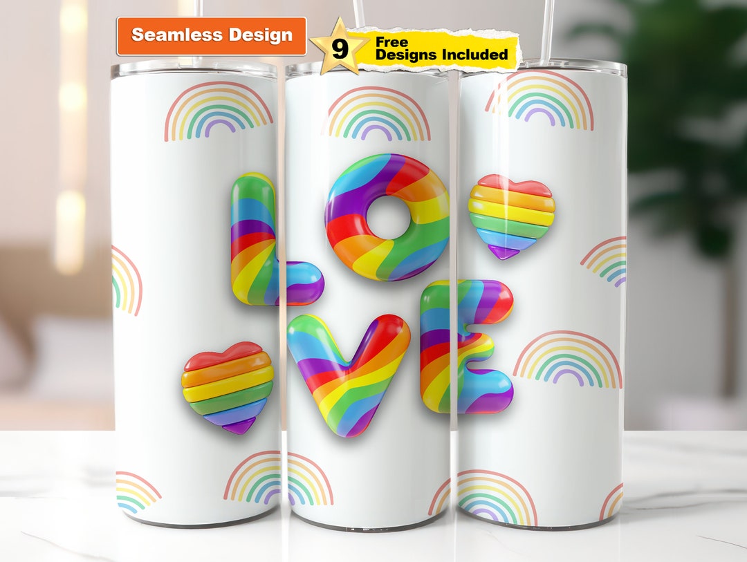 LGBTQ Tumbler Wrap Gay Pride Tumblerwrap Love V2 20oz Skinny Tumbler ...